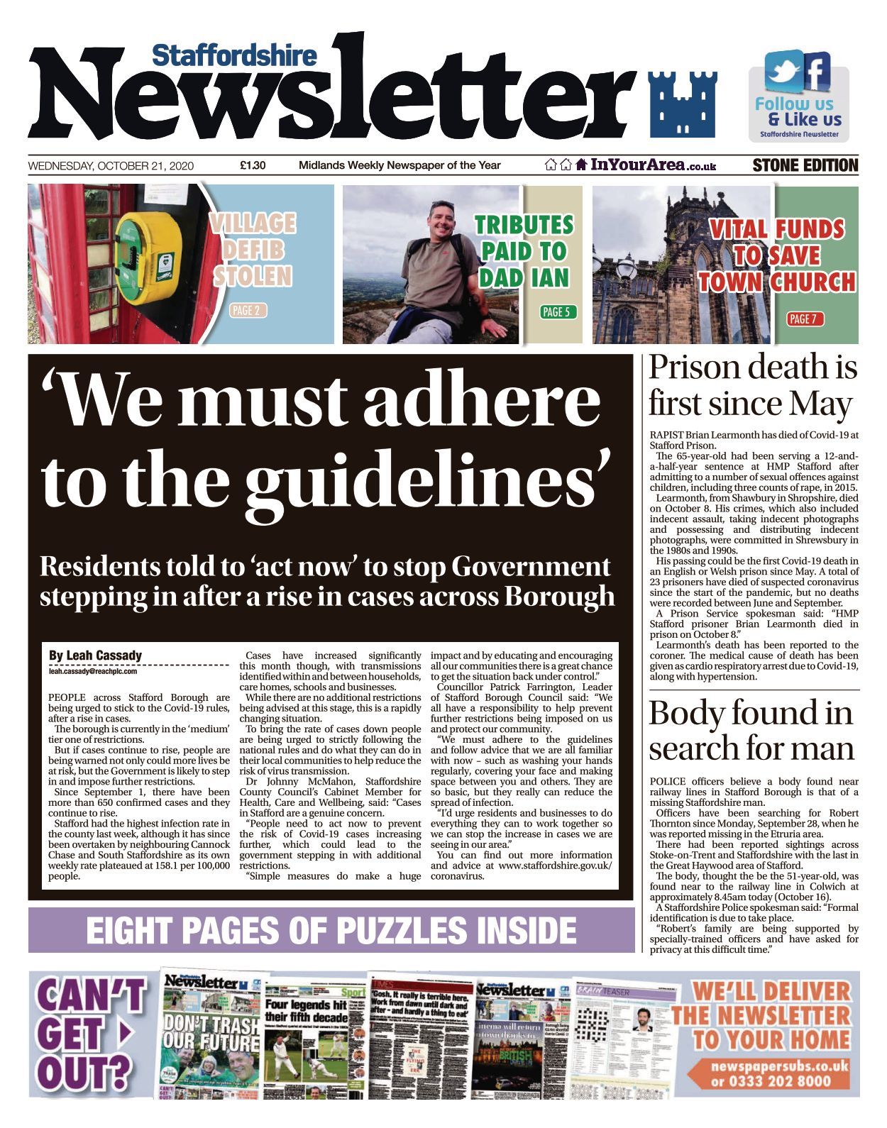 Staffordshire Newsletter Stone - 2020-10-21