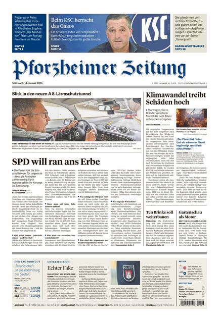 Pforzheimer Zeitung - Ausgabe Pforzheim - 2026-01-14