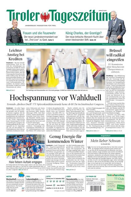 Tiroler Tageszeitung - Ausgabe Innsbruck - 2022-09-15